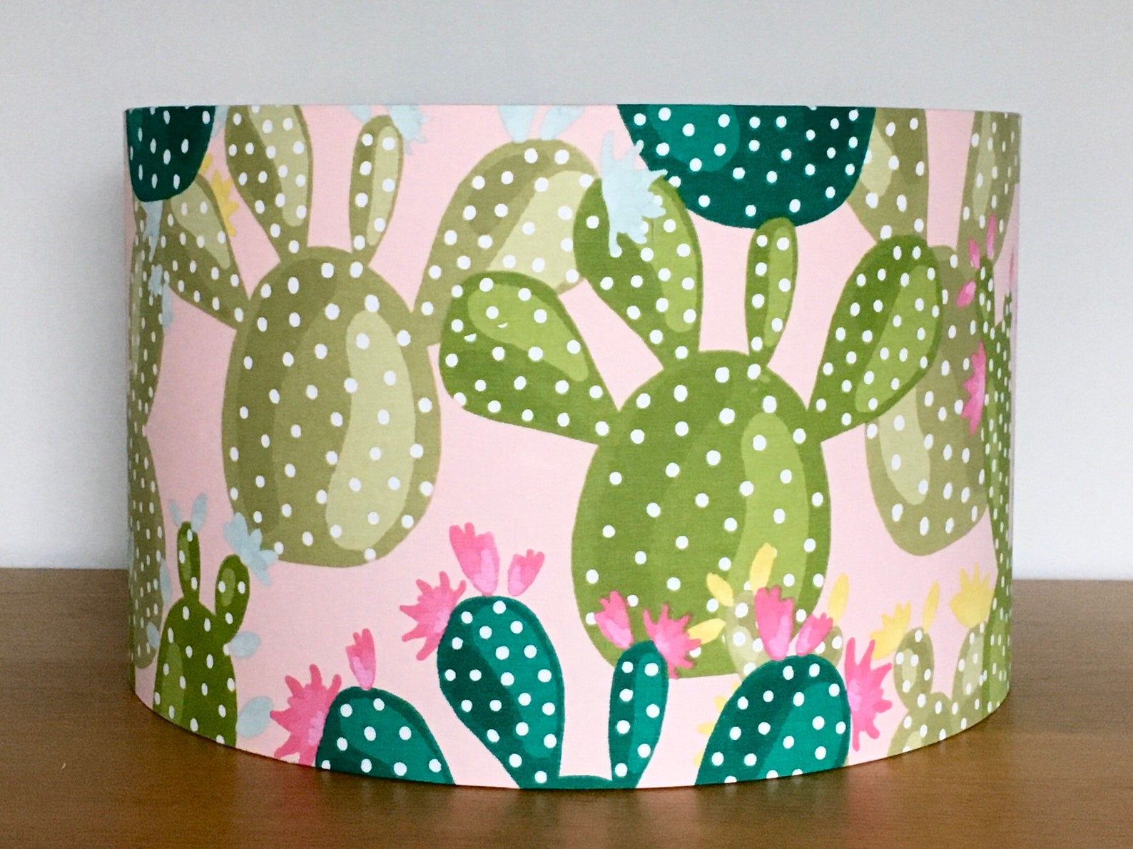 Cactus Lampshade Various Sizes Pink Flowers and Green Cacti Fabric ...