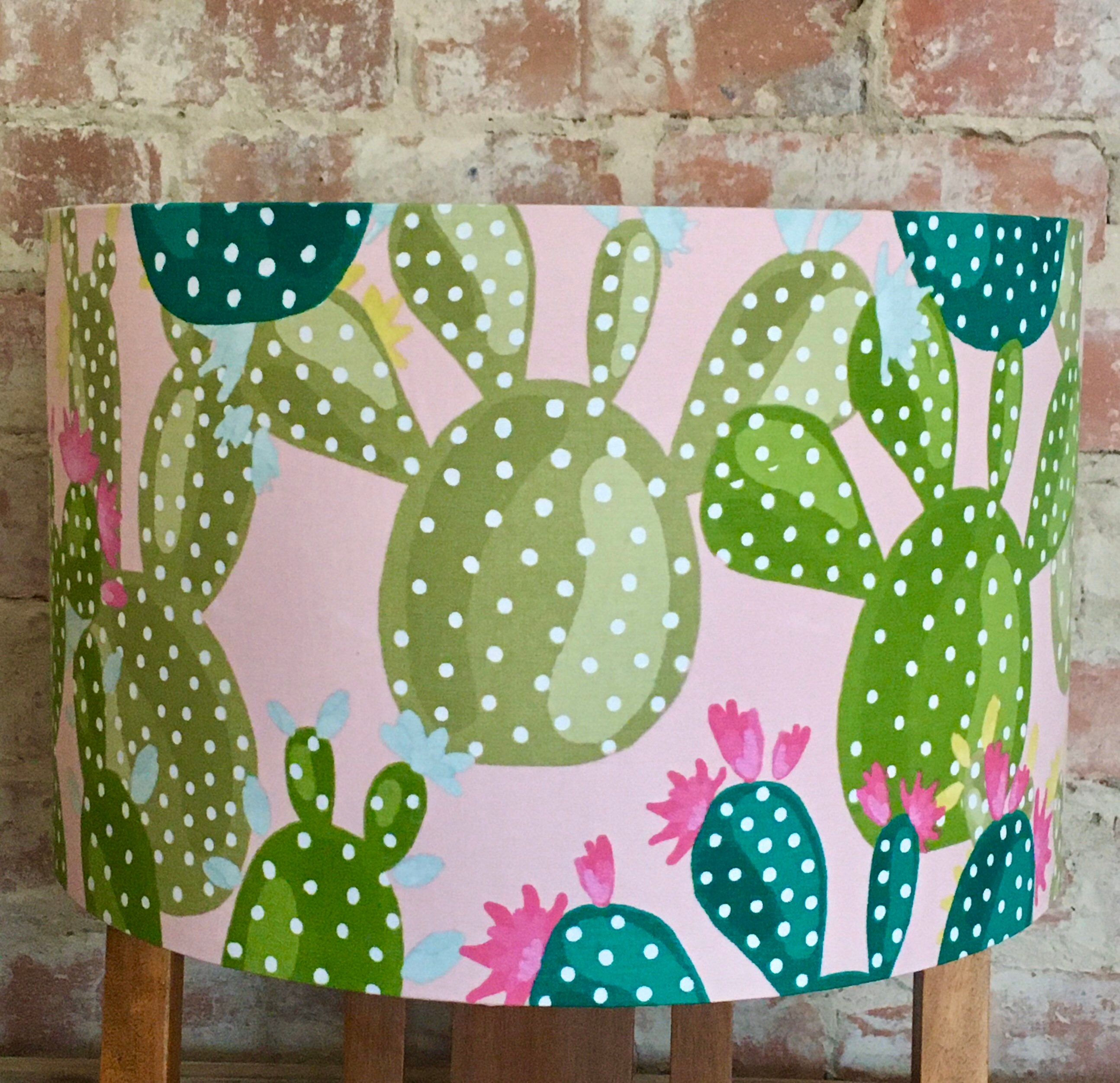 Cactus Lampshade Various Sizes Pink Flowers and Green Cacti Fabric ...