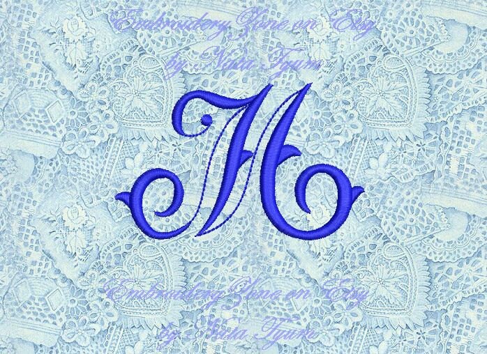 Vintage Monogram M Embroidery Design Initial Fancy Letter M | Etsy