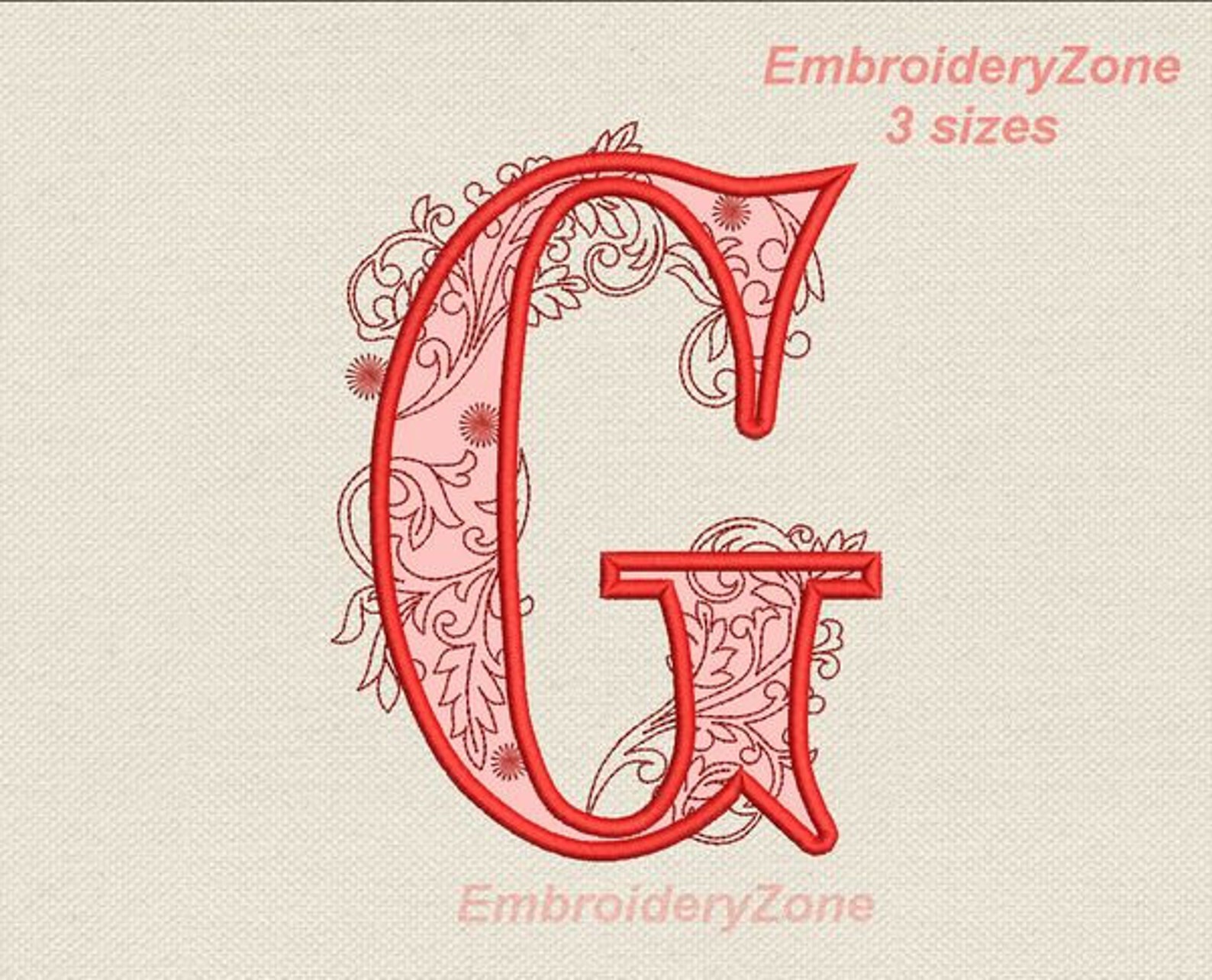 Large letter G Applique machine embroidery design Monogram G | Etsy