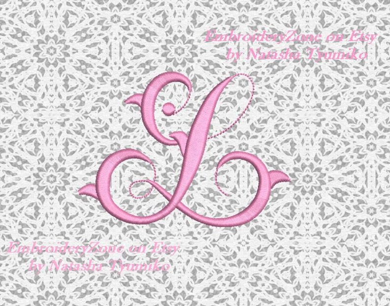 Vintage monogram L embroidery design initial fancy letter l | Etsy