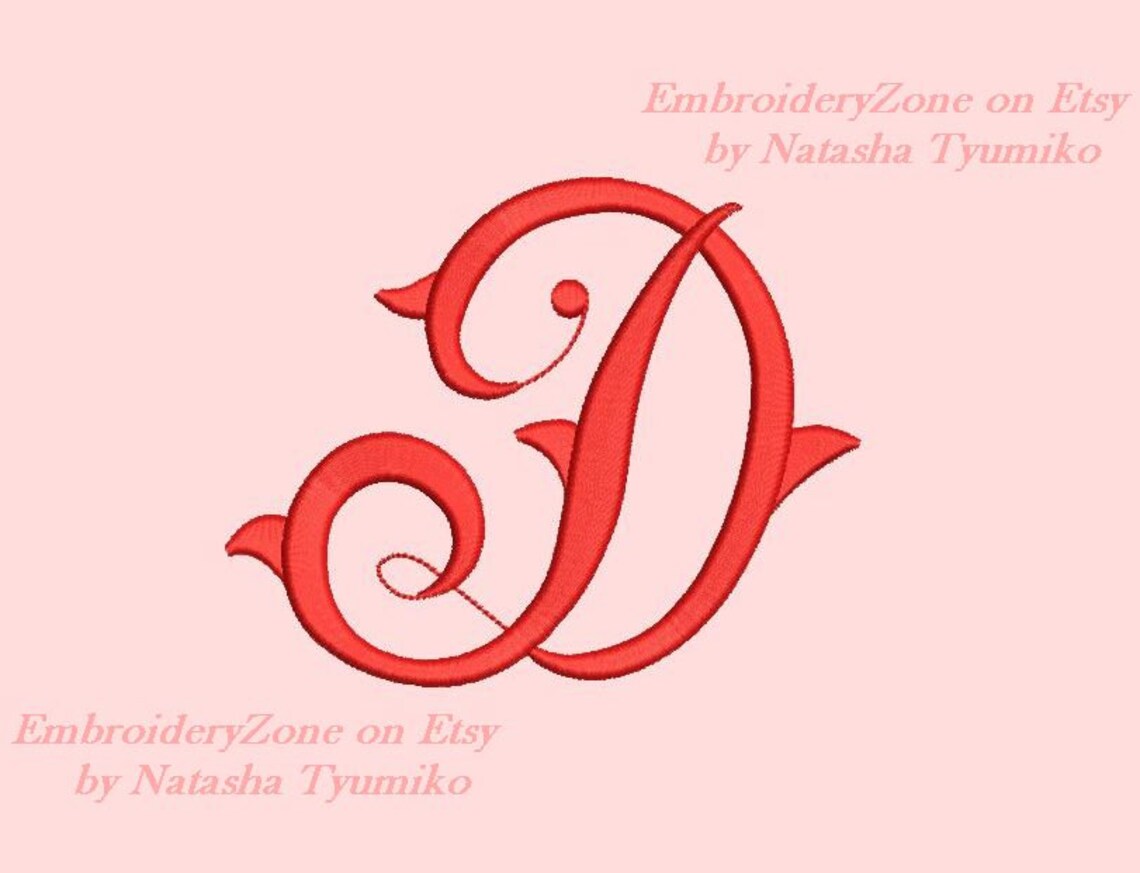 Vintage Monogram D Embroidery Design Initial Fancy Letter D | Etsy