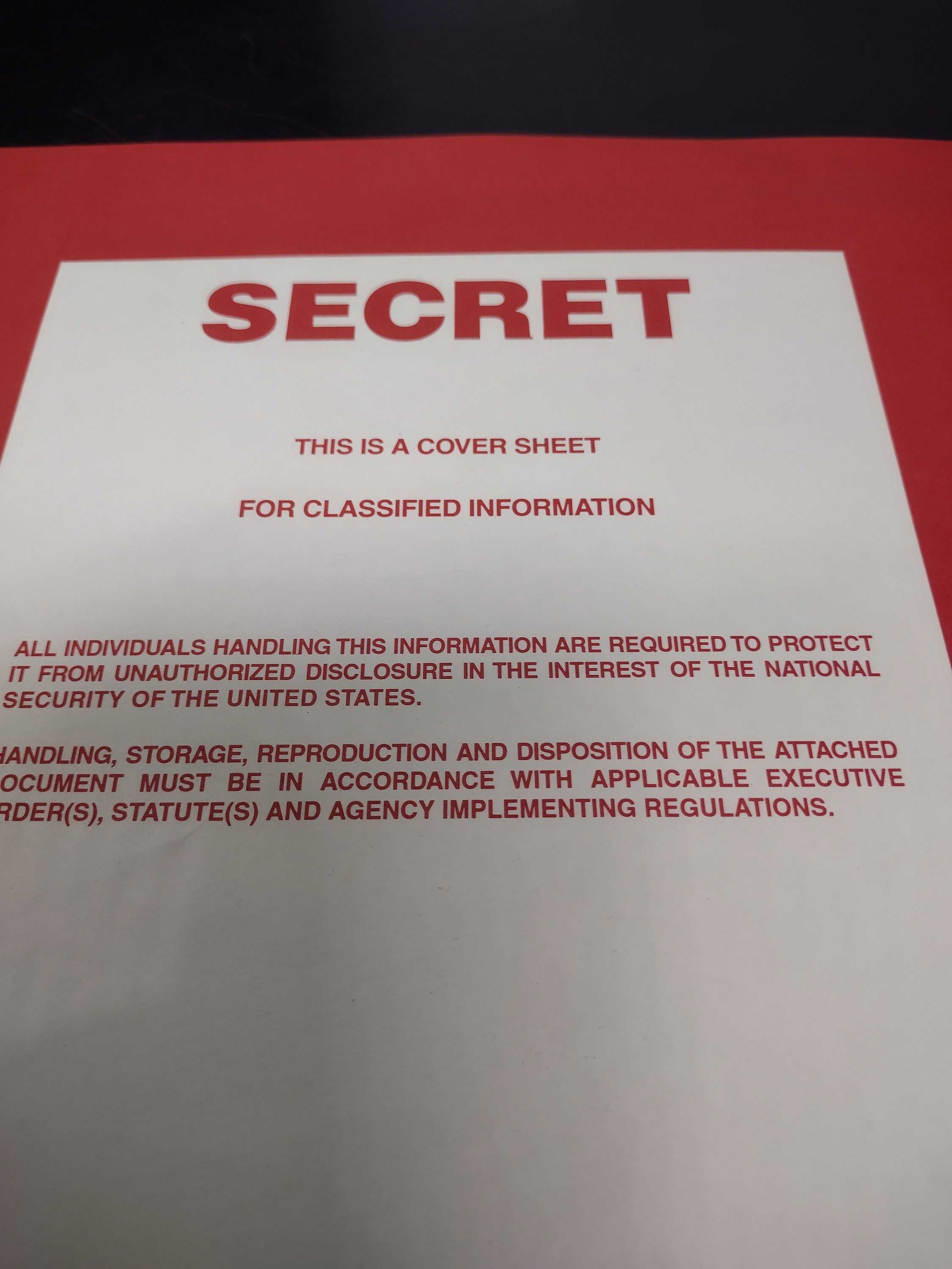 US Government Secret Document Heavy Paper Cover Sheet Sign | FREE US Shipping - Etsy