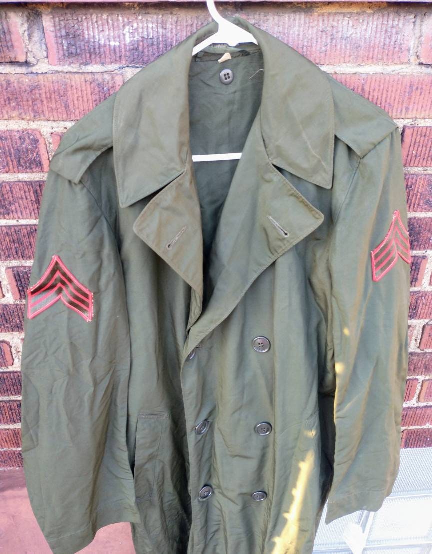 1950s Military Surplus Trench Coat, Overcoat, Raincoat M-1950 Size 32L ...