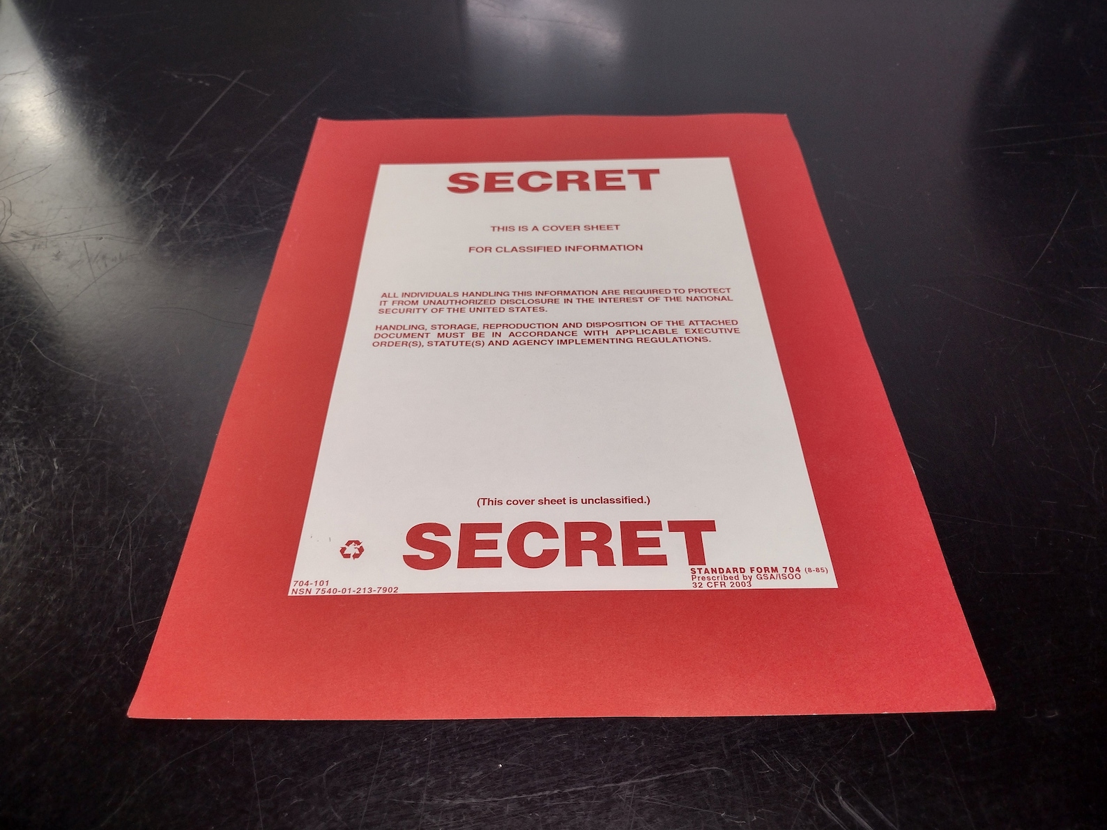 US Government Secret Document Heavy Paper Cover Sheet Sign | FREE US ...