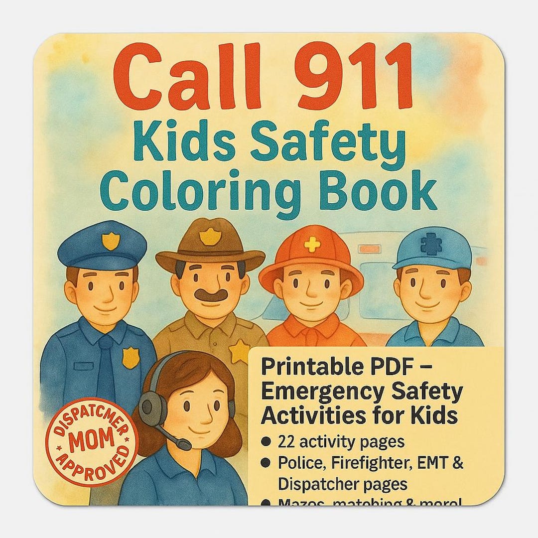 Call 911 Kids Safety Coloring Book - Etsy