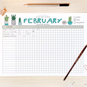 Monthly Plant Care Tracker DIGITAL DOWNLOAD Print Yourself at | Etsy