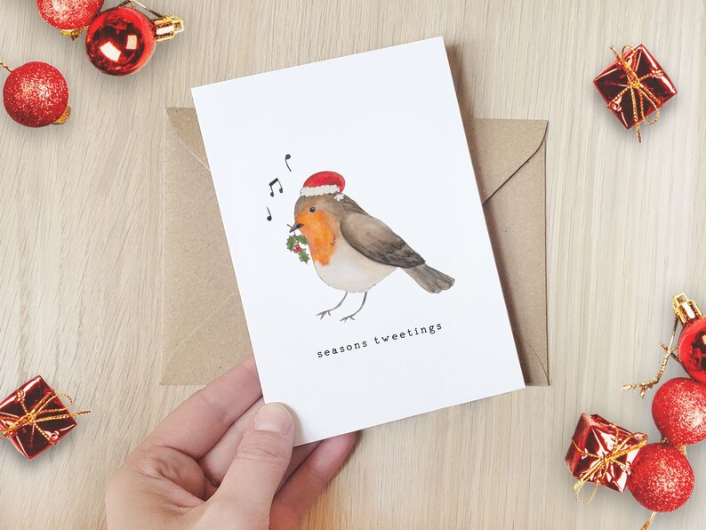Seasons Tweetings Red Robin Bird Pun Christmas Card 100% | Etsy