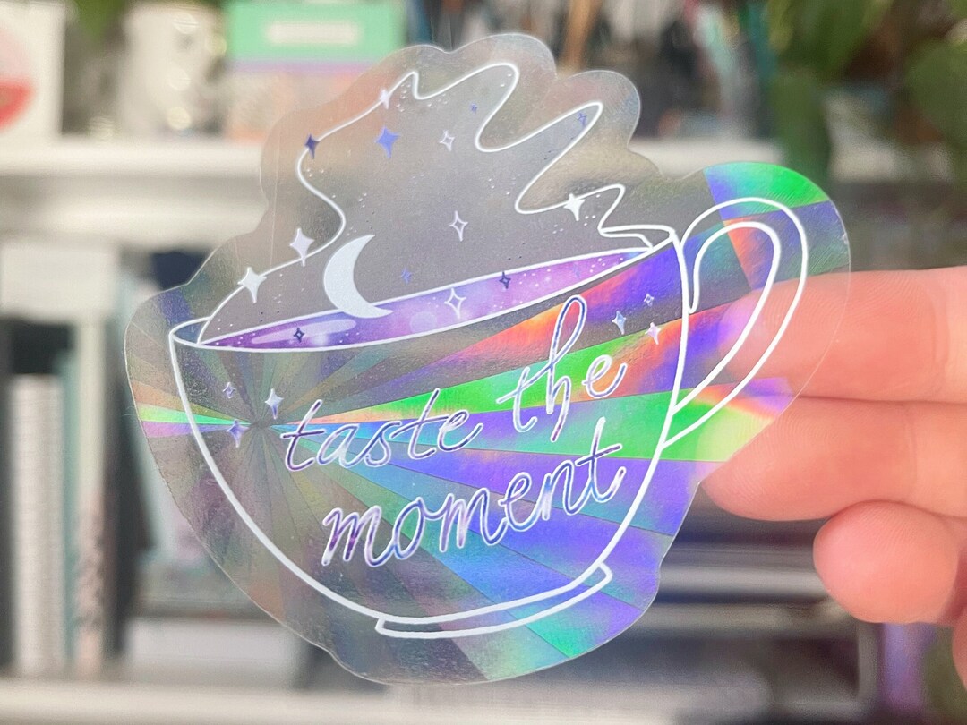 Suncatcher Sticker Taste the Moment Tea Pun Rainbow Maker Prism Window ...