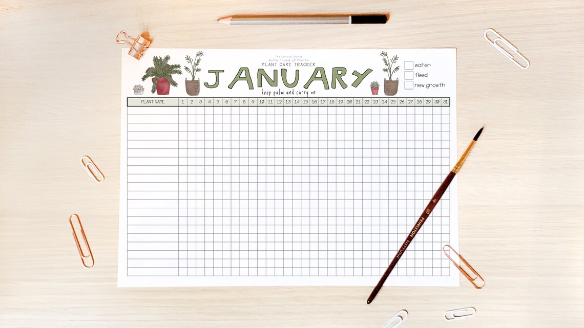 Monthly Plant Care Tracker DIGITAL DOWNLOAD Print Yourself at | Etsy