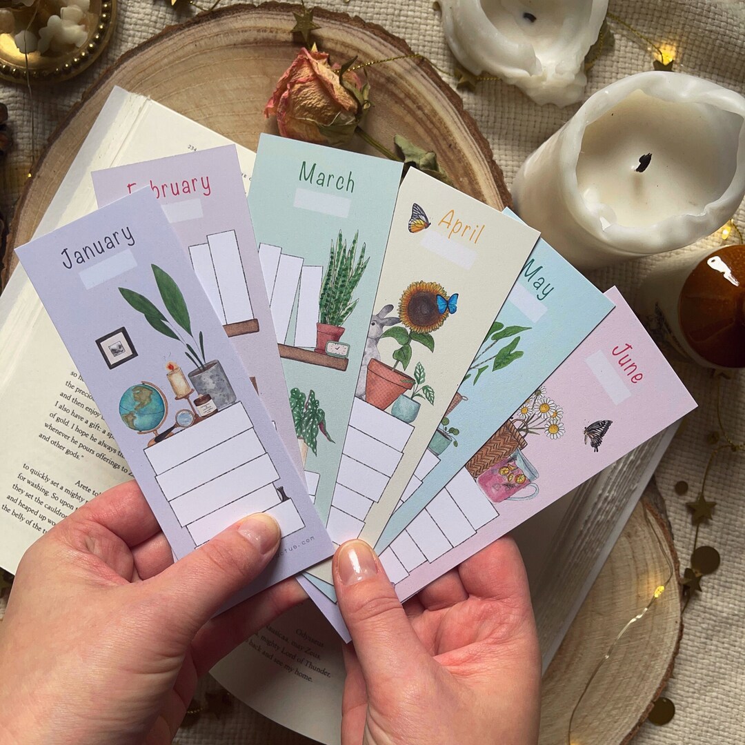 Monthly Reading Tracker Bookmark Set Bookish Reader Progress Book ...