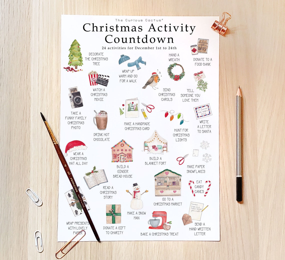 PRINTABLE Christmas Activity Countdown Advent Lockdown - Etsy