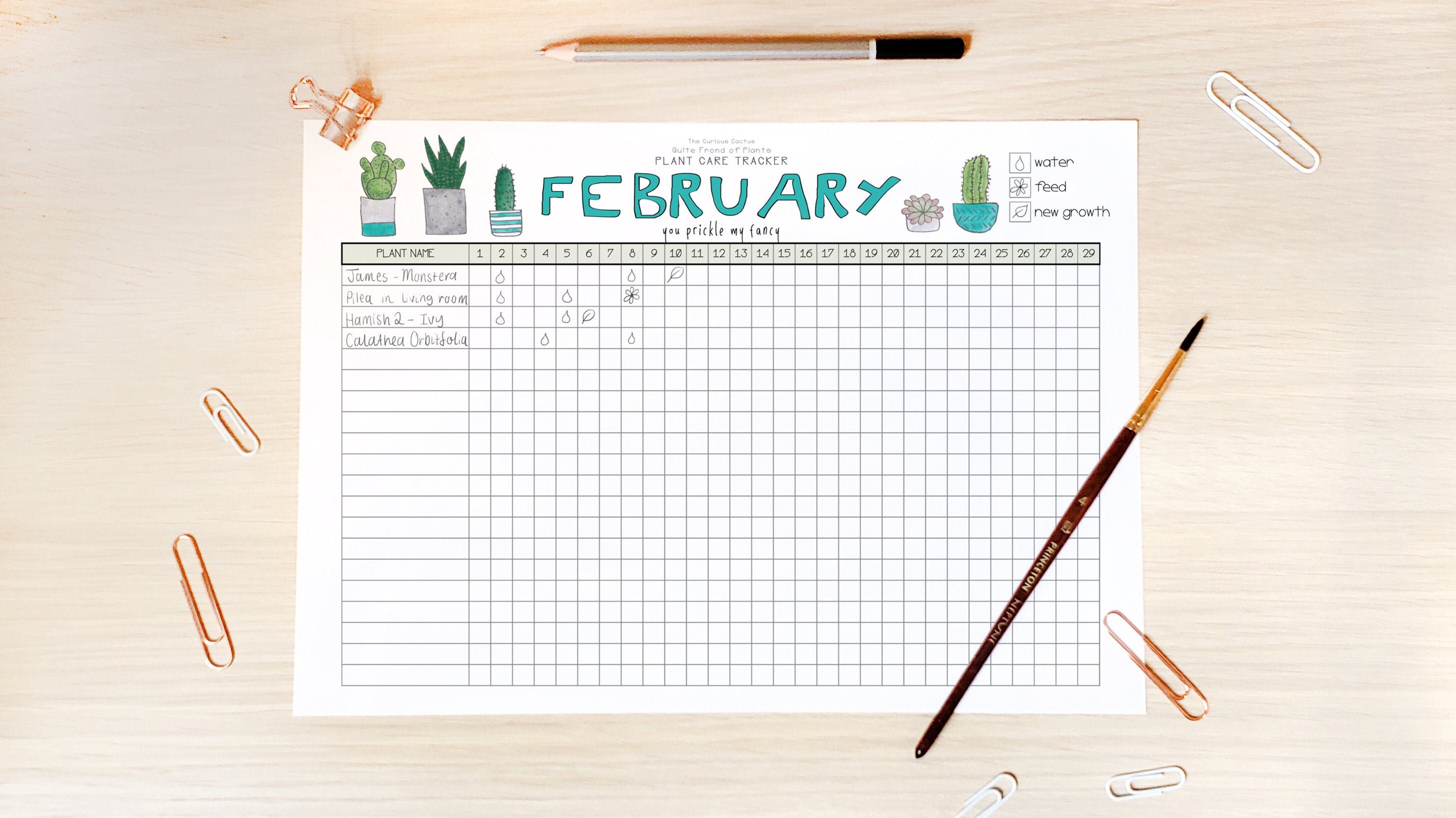 Monthly Plant Care Tracker DIGITAL DOWNLOAD Print Yourself at - Etsy