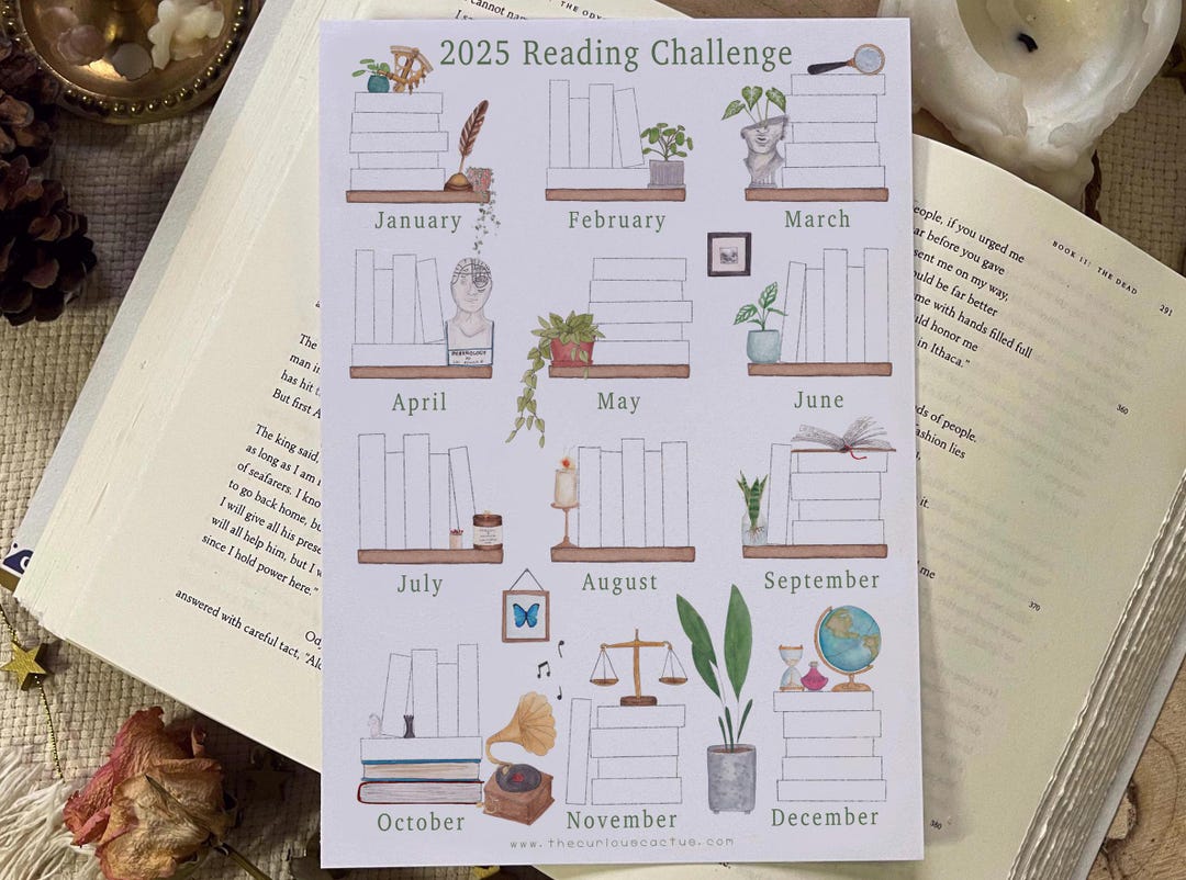 Monthly 2025 Reading/book Tracker Planner Page Reading Challenge ...