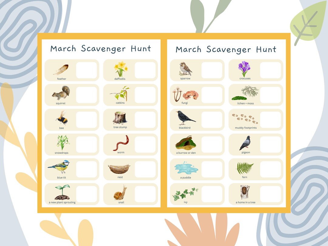 March Spring Scavenger Hunt for Kids - Etsy UK