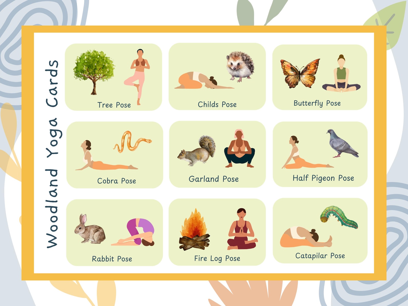 Woodland Nature Yoga Cards for Kids - Etsy