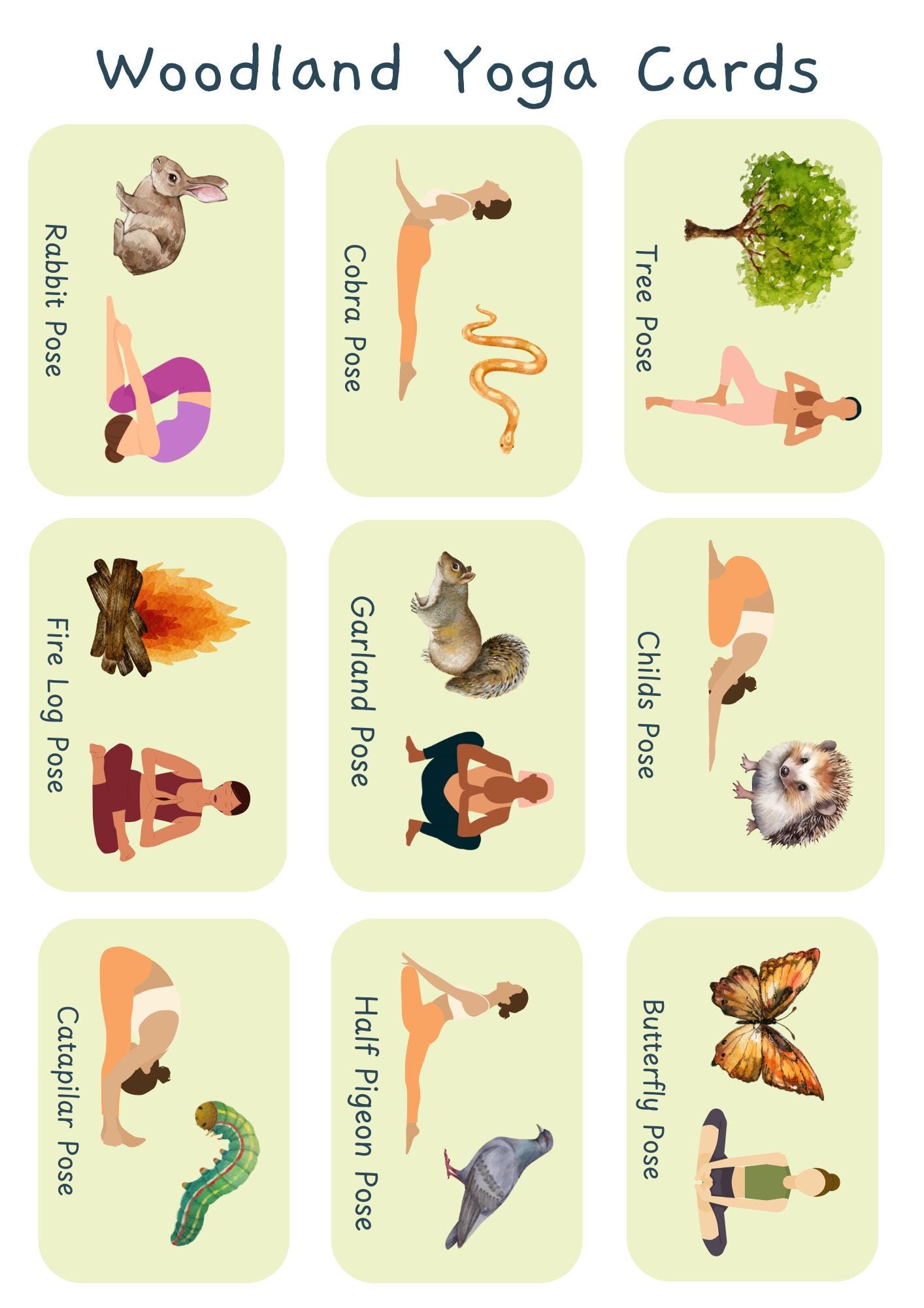 Woodland Nature Yoga Cards for Kids - Etsy