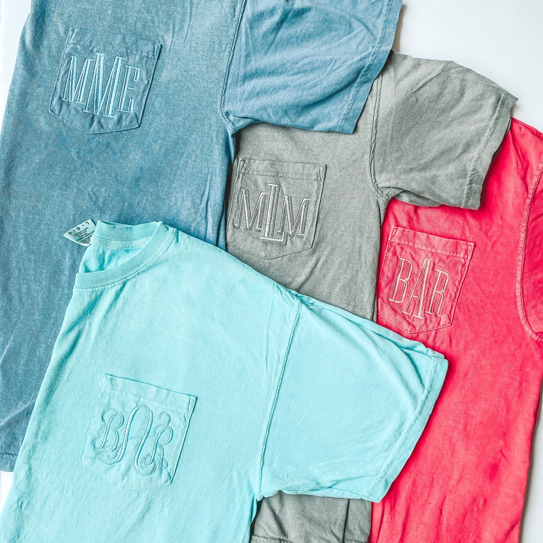 Monogram Pocket Tshirt - Etsy