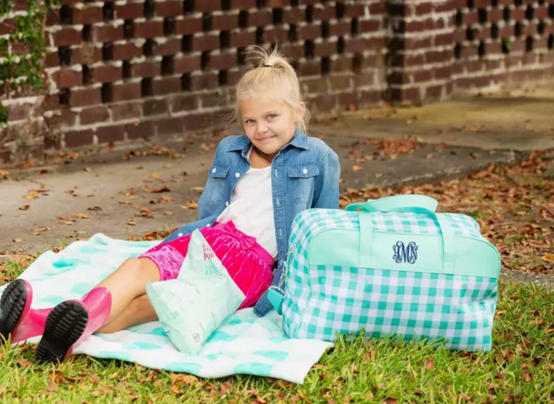 Girls Travel Bag With Personalized Monogram or Name Gingham Check ...