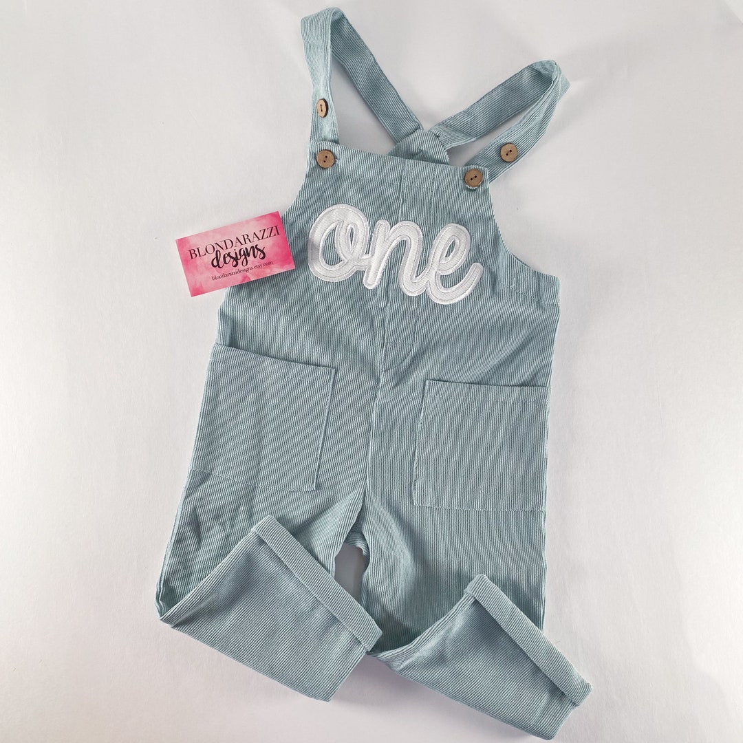 Boys First Birthday Outfit Overalls With Embroidered Applique One ...
