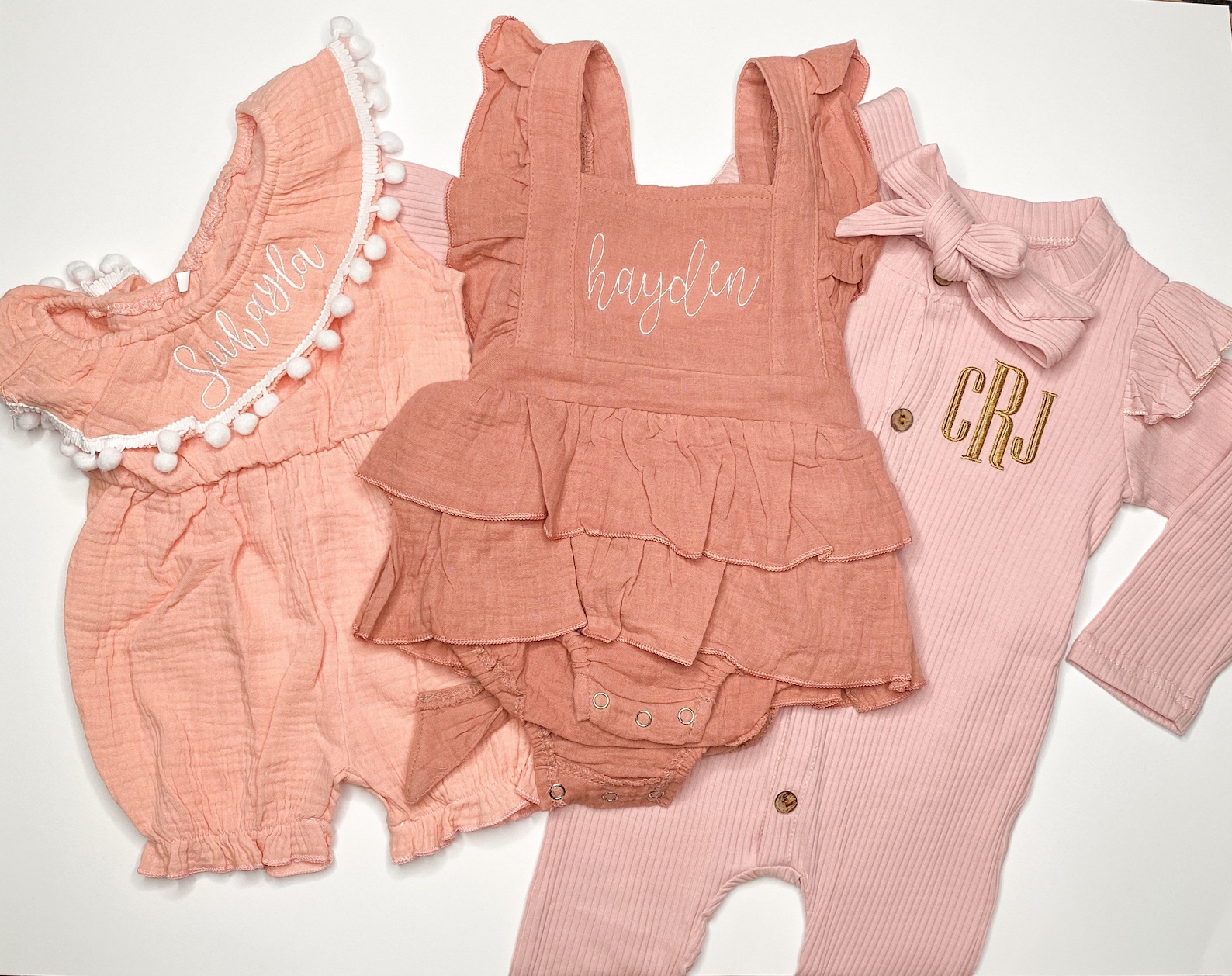 Personalized Baby Girl Ruffle Romper Outfit With Embroidered - Etsy