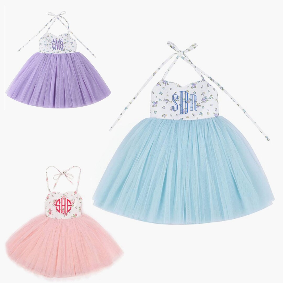 Floral Boho Toddler Girl Dress With Embroidered Monogram Flowy Twirl ...