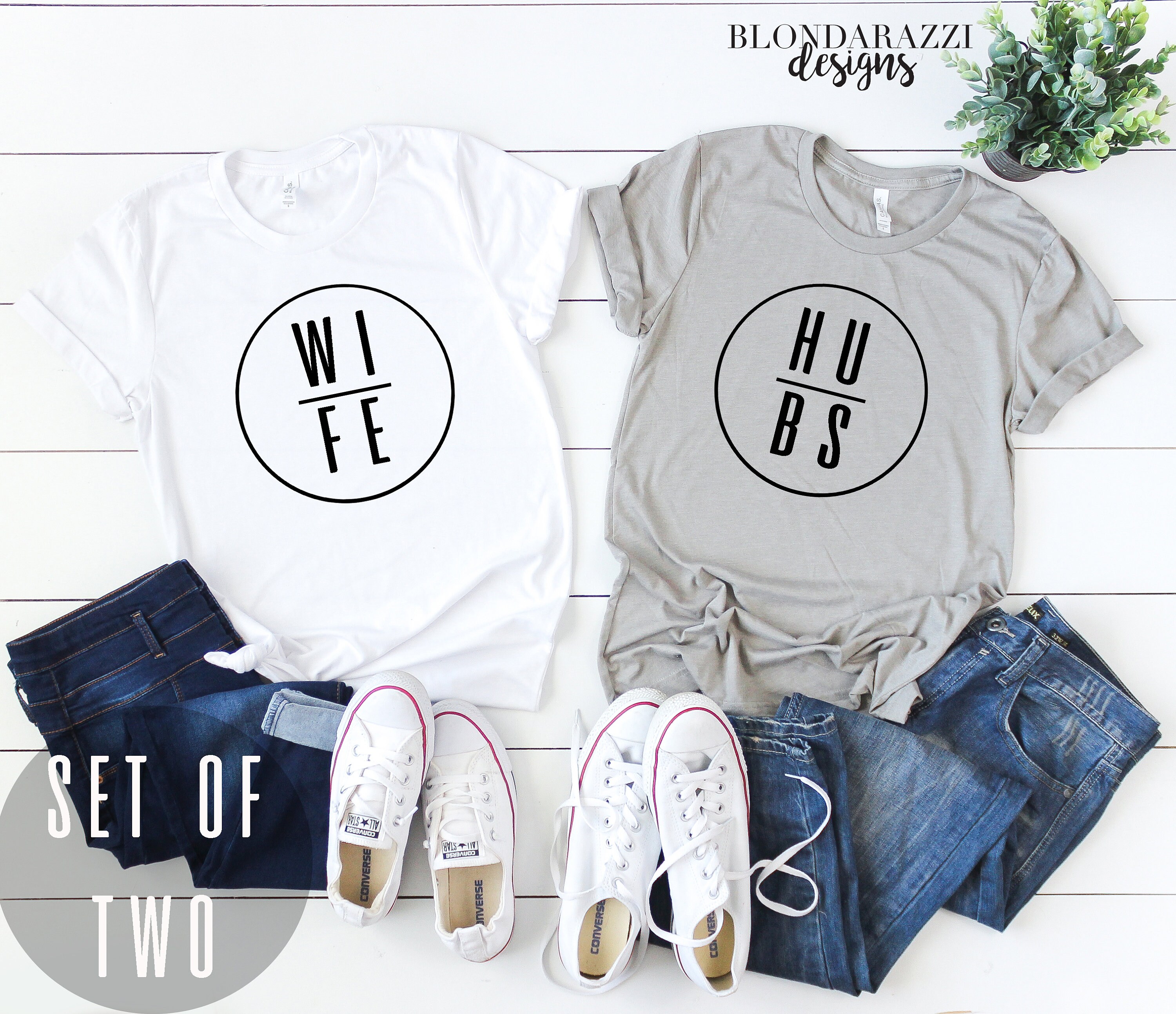 Wife Hubs Matching Tshirt Set For Bride And Groom To Wear On Honeymoon