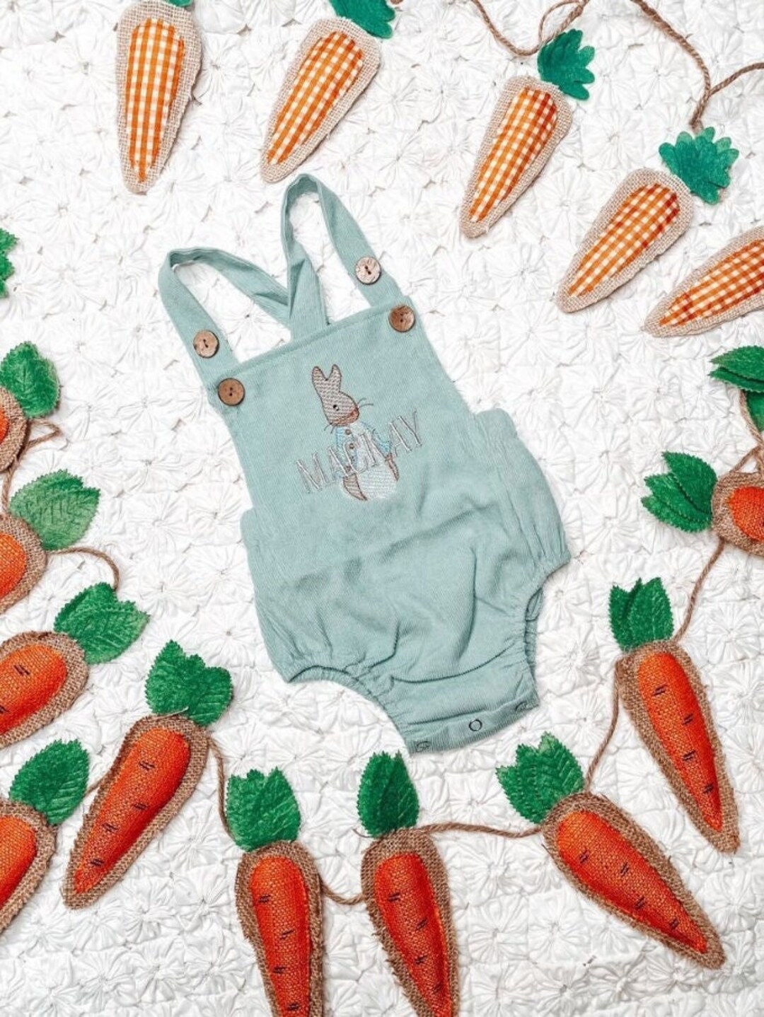 Baby Easter Outfit for Boys or Girls Unisex Suspender Romper Corduroy ...