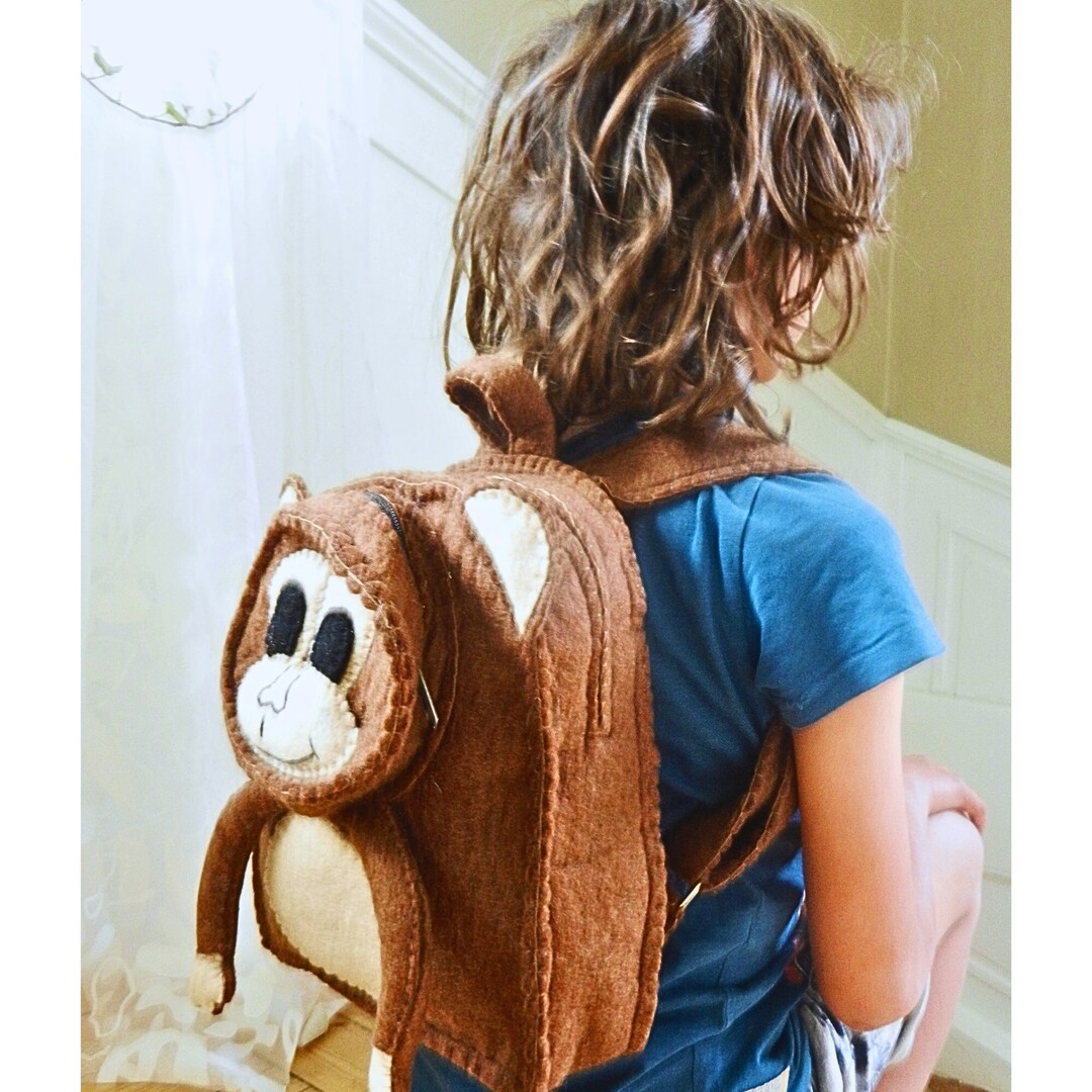 Cute MONKEY Backpack for Toddlers Felt Backpack Preschool Kids Monkey ...