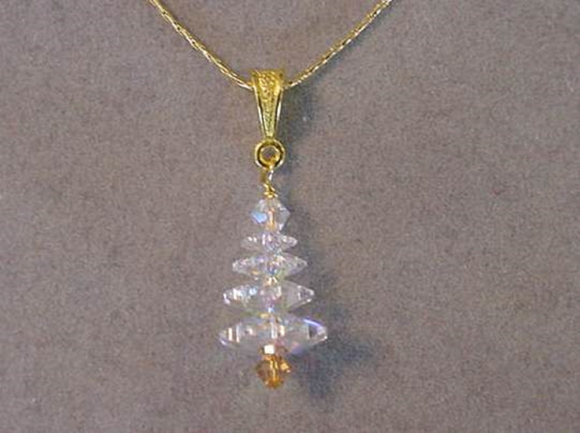 Crystal AB Christmas Tree Necklace Made With Swarovski Crystals ...