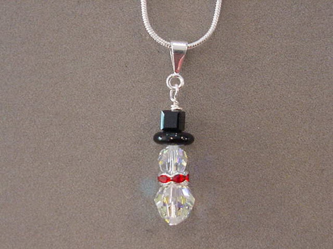 Crystal AB SNOWMAN NECKLACE Made With Austrian Crystals Christmas ...