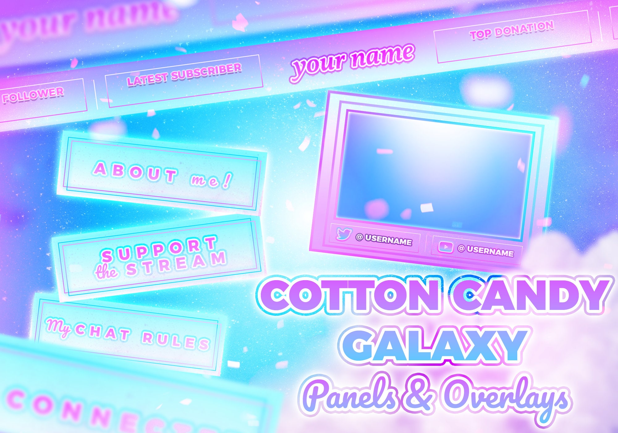 Cotton Candy Galaxy - Panels & Overlays - Etsy