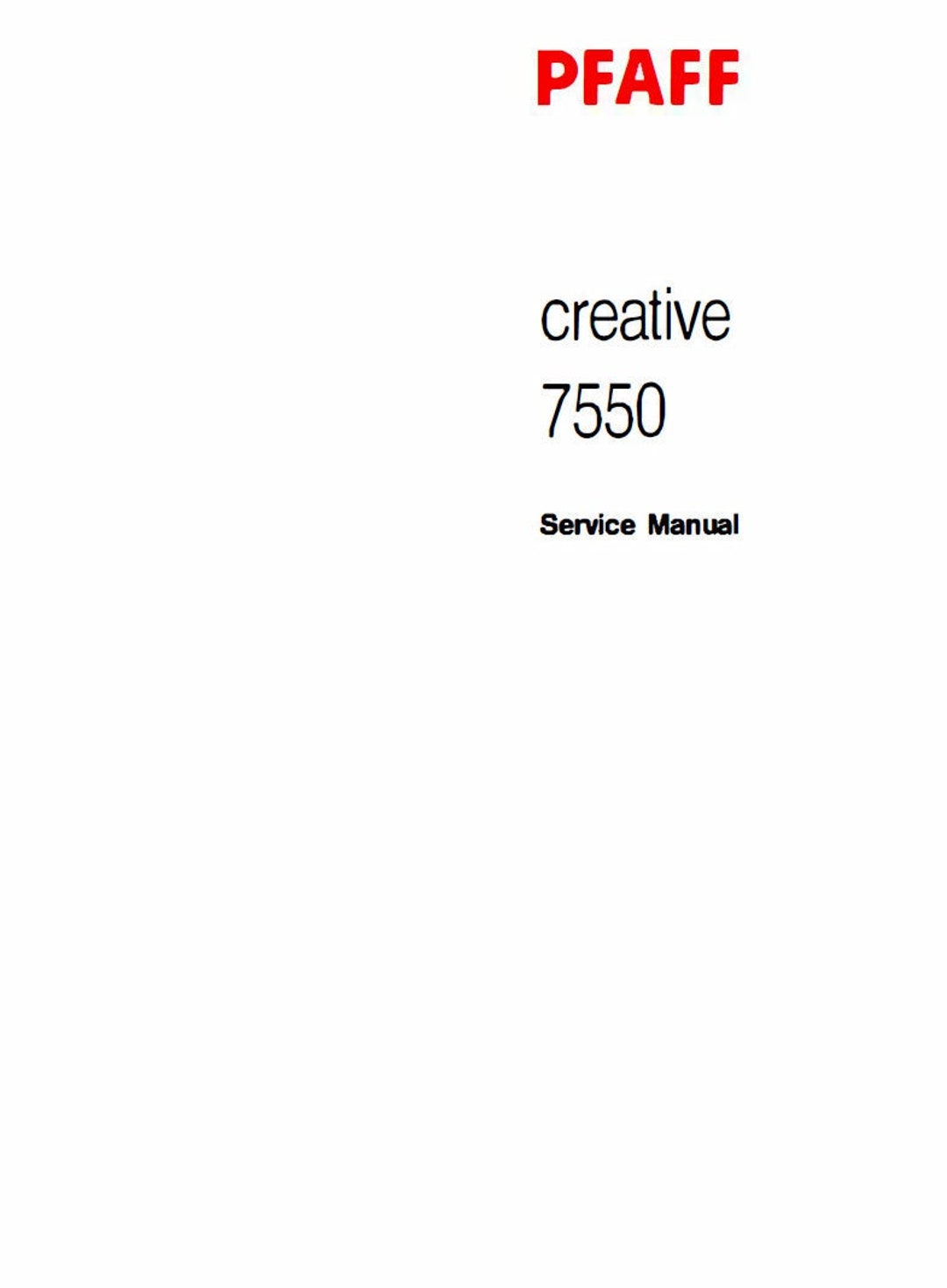 PFAFF 7550 Service Manual Sewing Machine Scan PDF E-book - Etsy