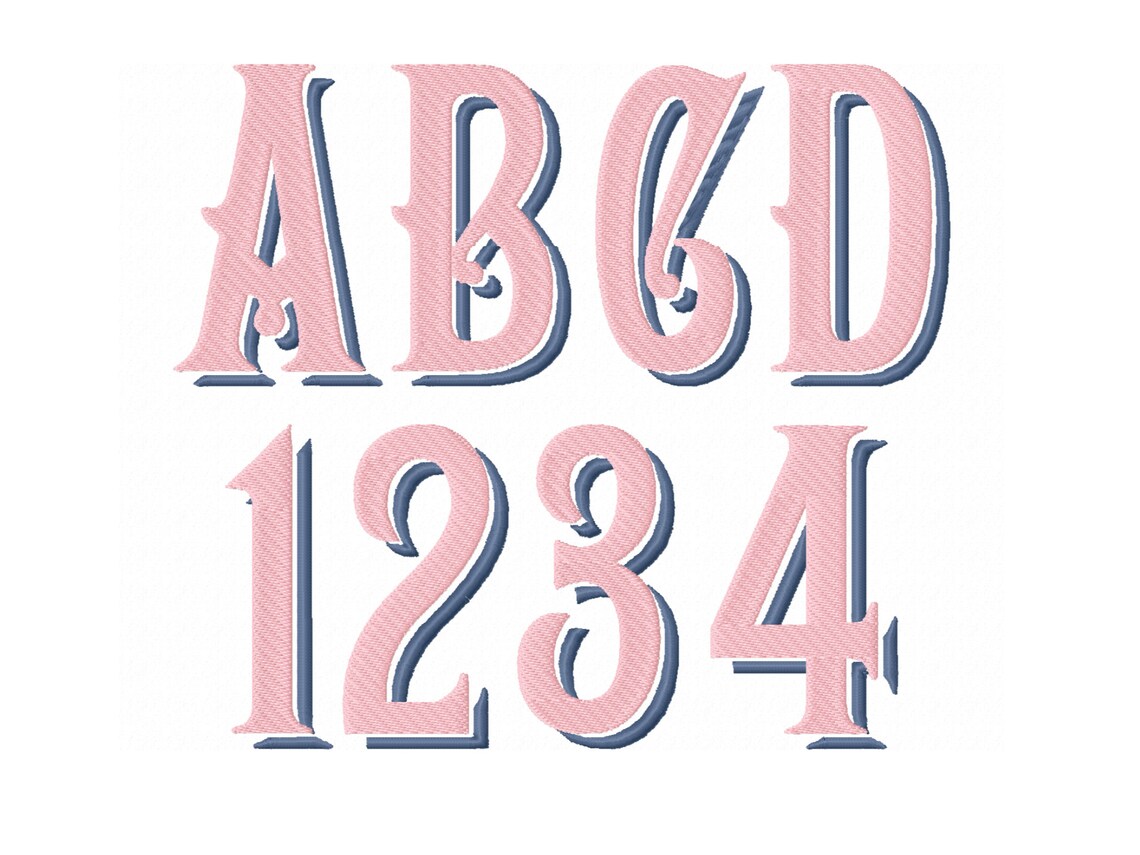 Classic Monogram Drop Shadow Font Duo Font Machine Embroidery Design 2 ...