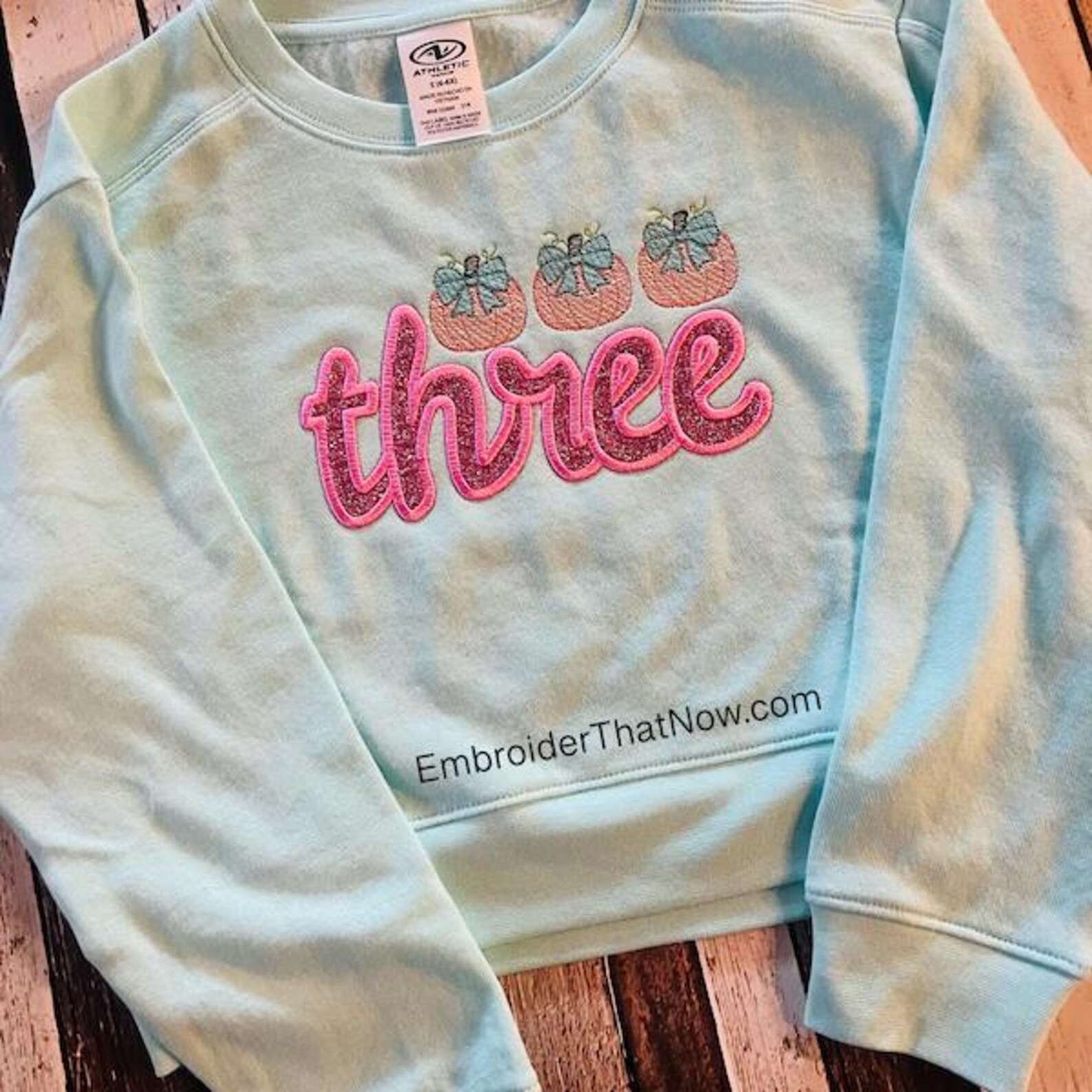 Written Three Birthday Number Three 3 Applique Machine Embroidery ...
