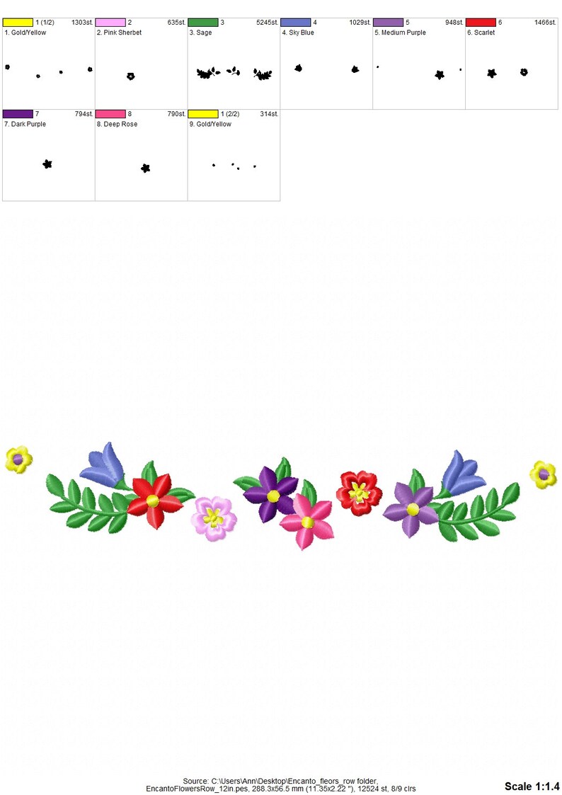 Encanto Colorful Floral Border Monogram Girl Baby Name Edge Frame With ...