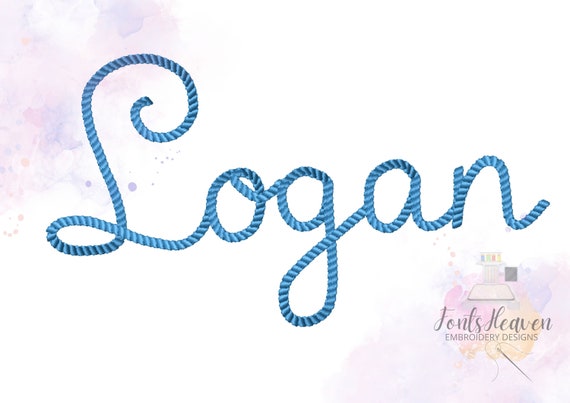 Logan Modern Rope Stitch Nautical Script Hand Written Cursive - Etsy