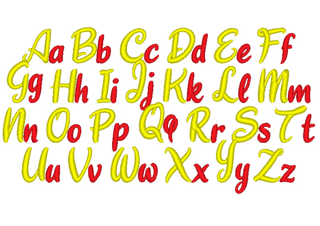 Monogram Satin Stitch Font Handwritten Cursive Style Machine Embroidery ...