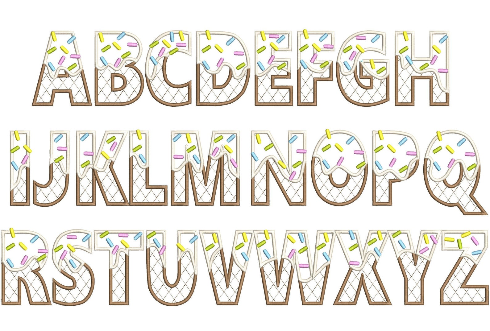Applique Ice Cream FONT Alphabet Letters in Assorted Sizes Ice-cream ...