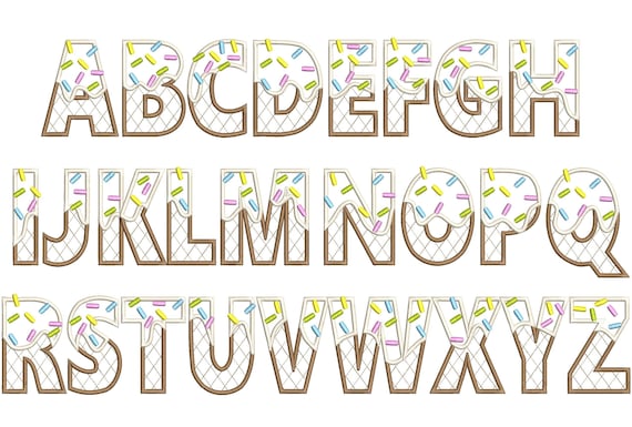 Applique Ice Cream FONT Alphabet Letters in Assorted Sizes - Etsy