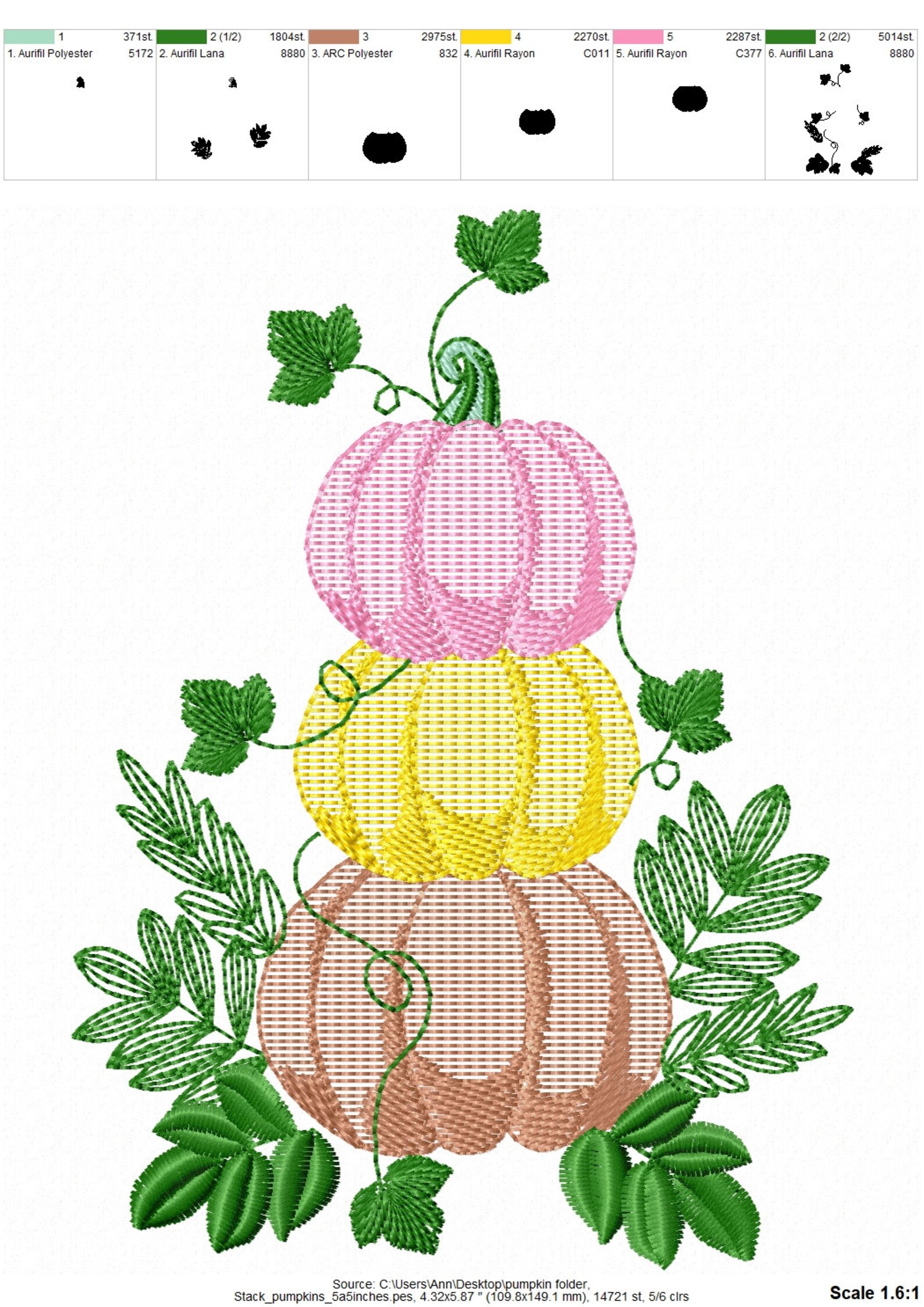 Light Stitch Floral Pumpkin Stack of 3 Pumpkins Flower Farm Fall ...