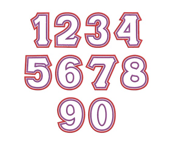 Classic Greek Font NUMBERS Set From 1 up to 9 Satin Stitch 2 - Etsy