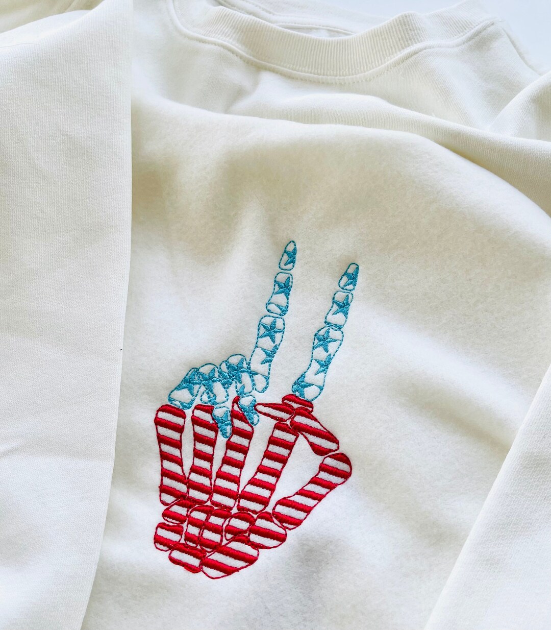 Skeleton Hand Sign Victory Silhouette Light Stitch Machine Embroidery ...
