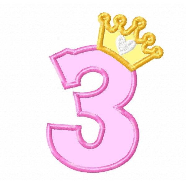 Princess Number Embroidery Design - Etsy