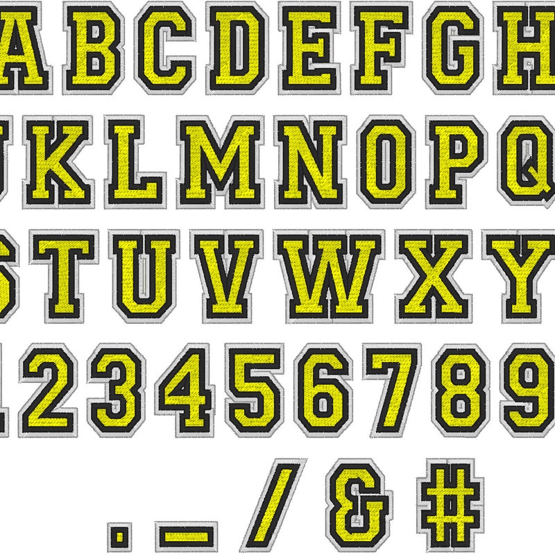 Athletic Block Embroidery Font - Etsy