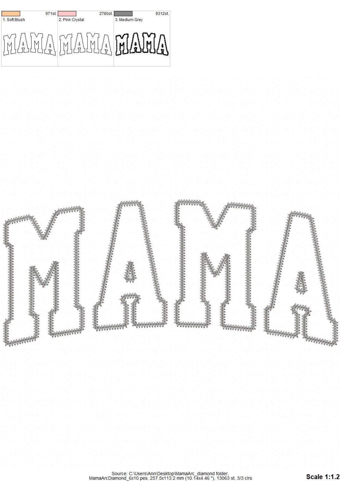 MAMA Machine Applique Embroidery Designs Zigzag Edge Outline Block ...