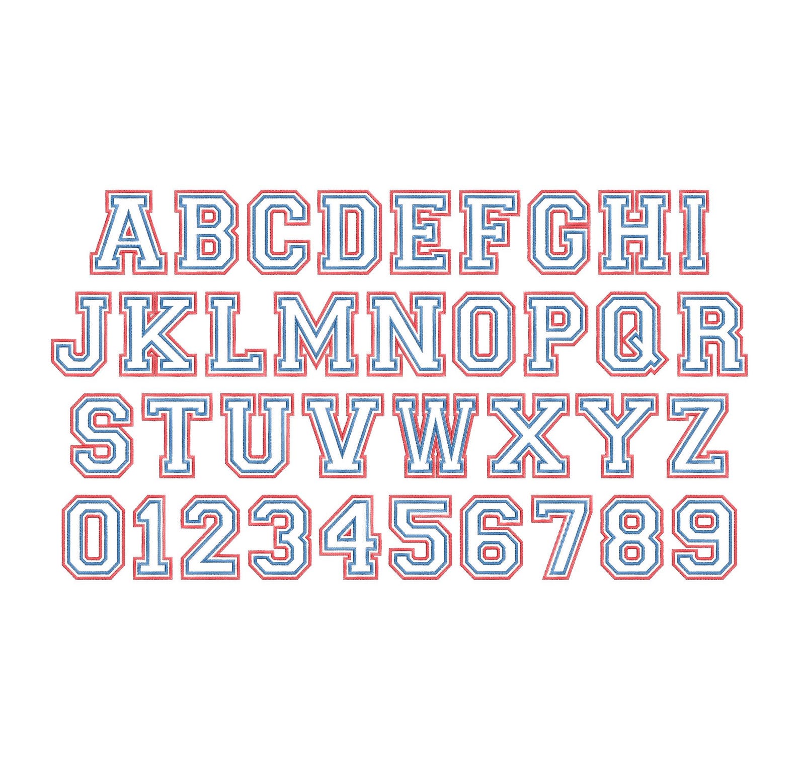 Sport Two Appliqué Font Double Outline Applique Machine Embroidery ...
