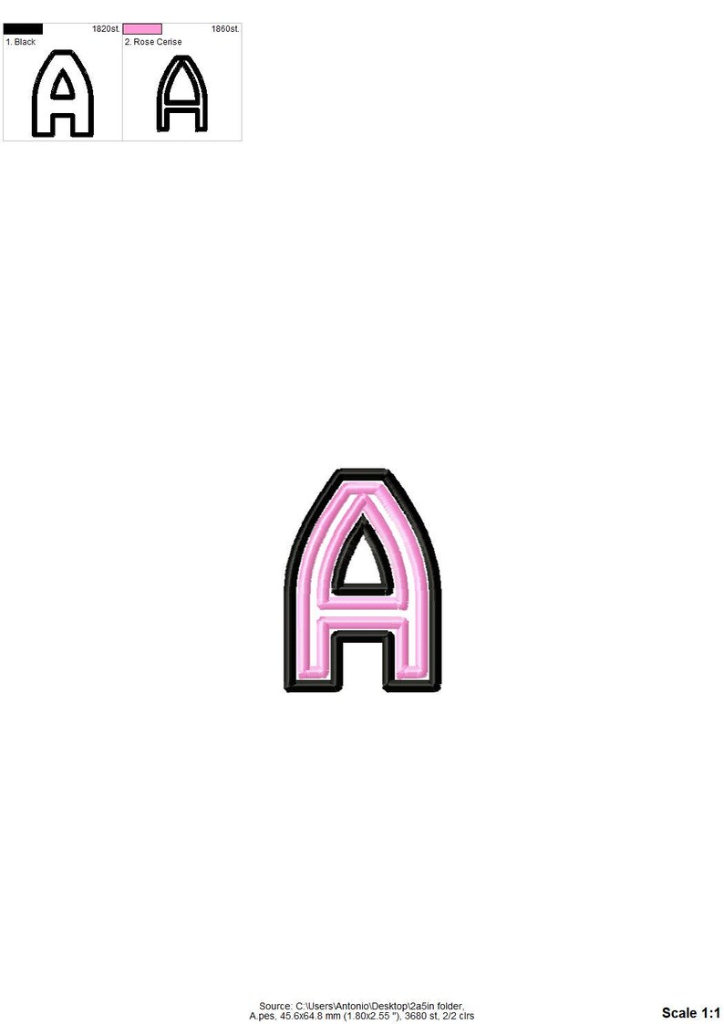 Double Outline Block Font 2 Outlines Satin Stitch Machine Embroidery ...