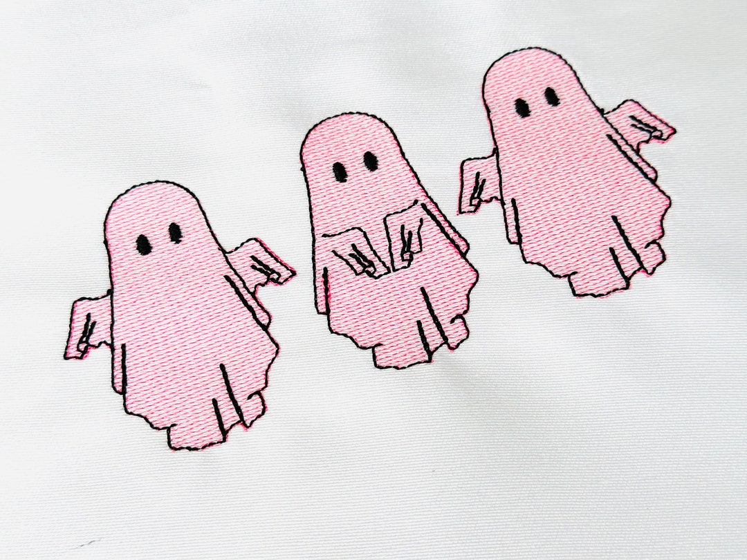 Trio Ghosts Light Fill Sketch Stitch Machine Embroidery Design ...