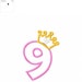 Princess Crown Birthday Number 9 NINE Tshirt Kids Party Outfit Applique ...